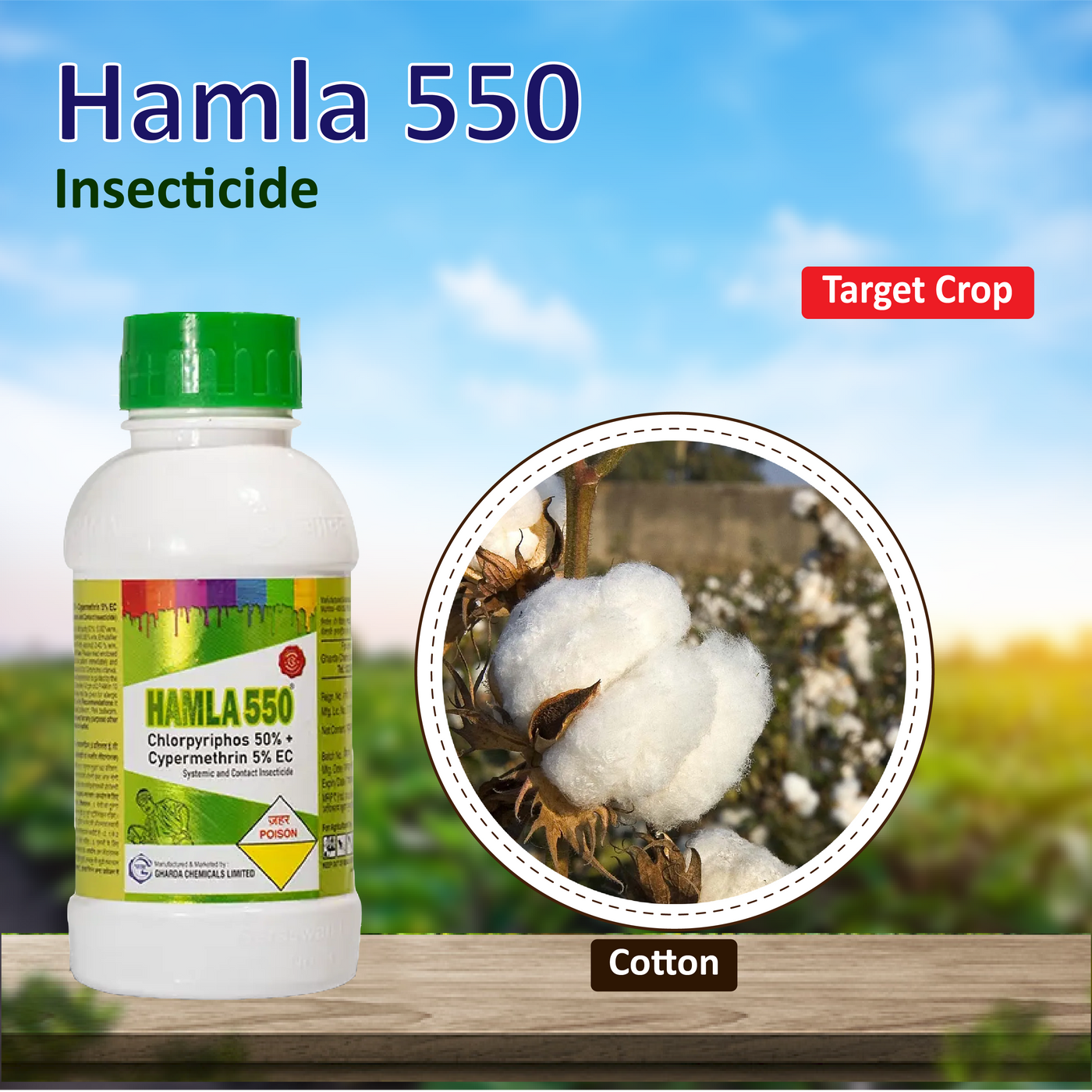 Hamla 550 Insecticides (Chlorpyriphos 50% + Cypermethrin 5% EC) - 1 LT ...