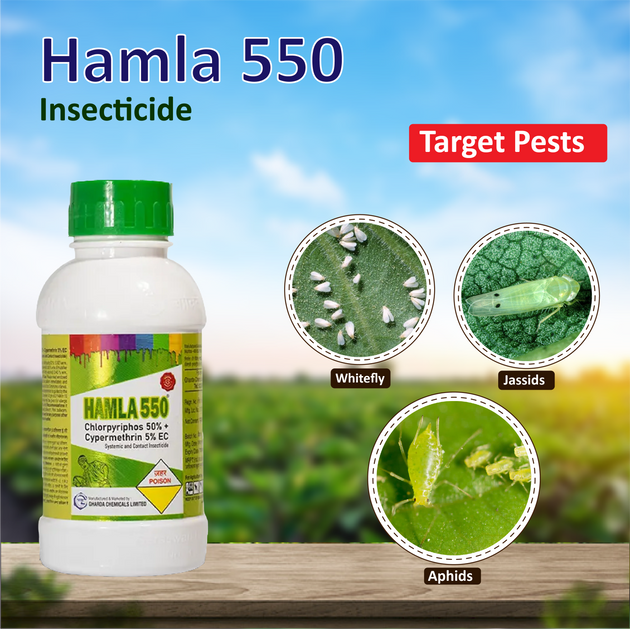 Hamla 550 Insecticides (Chlorpyriphos 50% + Cypermethrin 5% EC) - 1 LT ...
